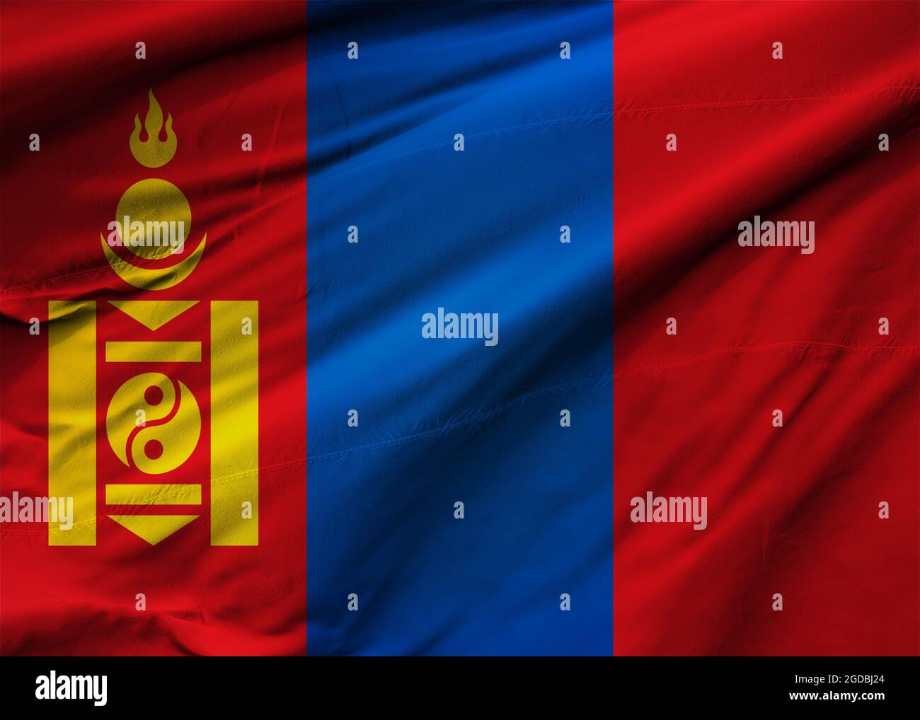 Mongolia flag blowing in the wind. Background texture. Ulaanbaatar. 3d ...