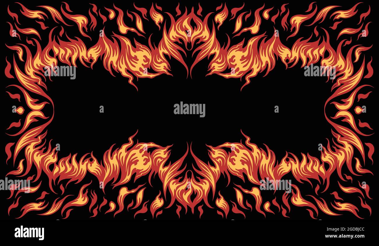 Fire frame. Editable hand drawn illustration. Vector engraving ...