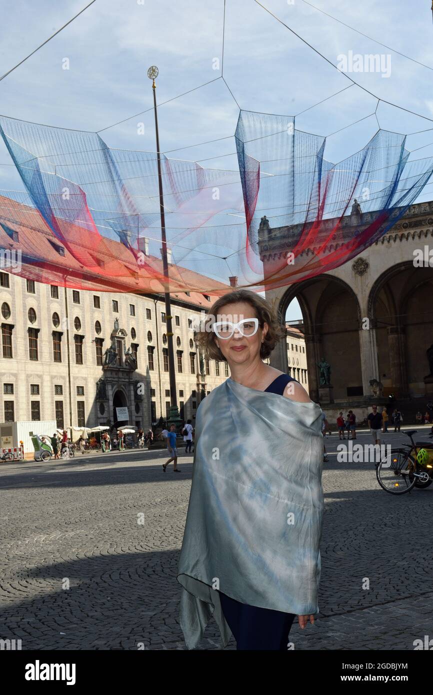 Munich, Germany. 12th Aug, 2021. US artist Janet Echelman stands in ...