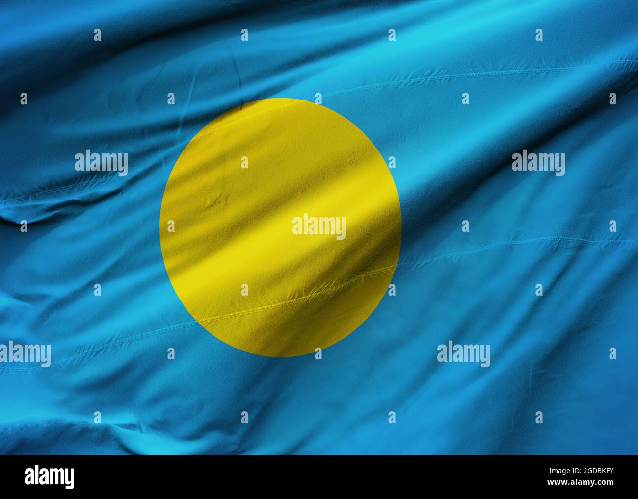 Republic of Palau flag blowing in the wind. Background texture. Ngerulmud. 3d Illustration. 3d ...