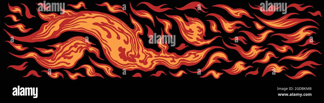 Flames. Editable hand drawn illustration. Vector engraving. Isolated on ...