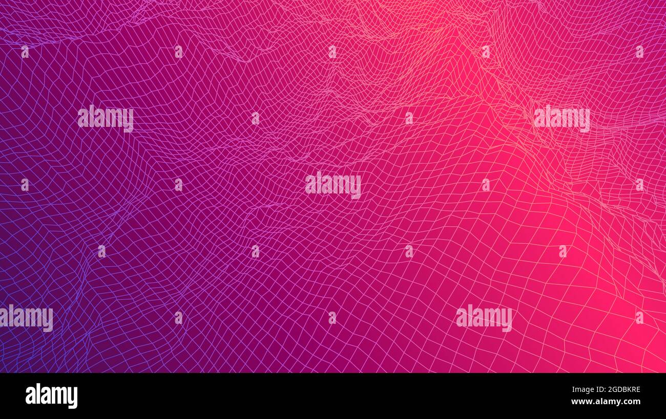 Digital landscape with mountains or clouds made of line grid Stock ...