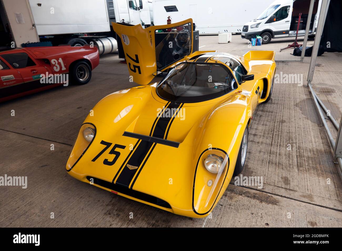 Ted Tuppen's, Yellow, 1970, Chevron B16, parked in the International ...