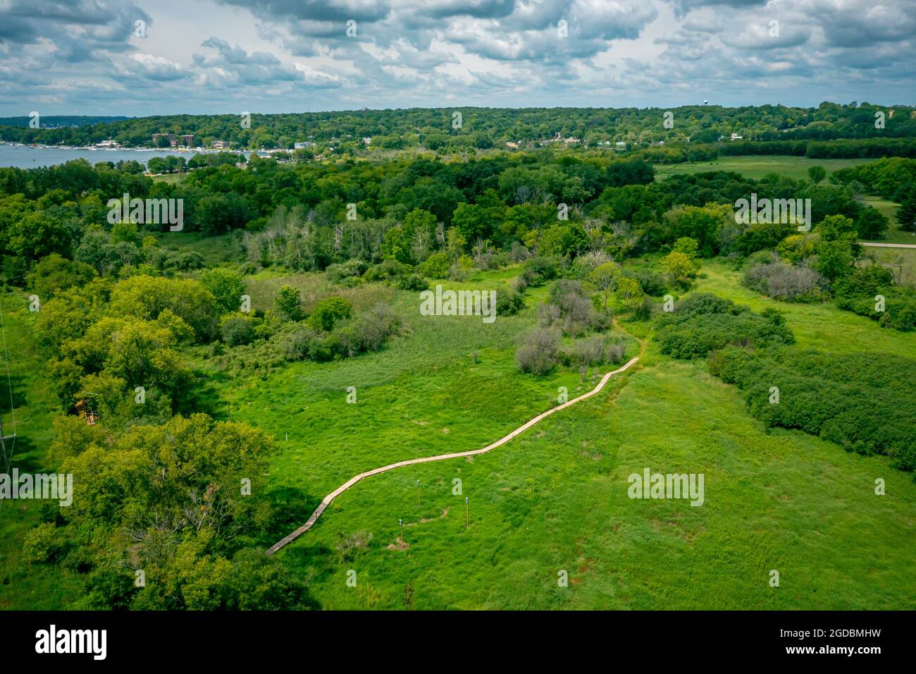 Aerial Photo of a Footpath crossing through a praire Stock Photo - Alamy