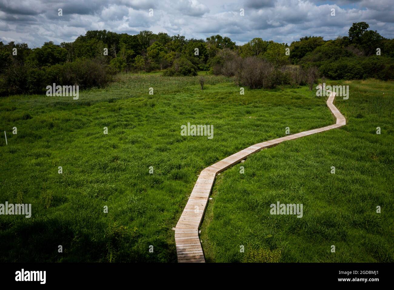 Aerial Photo of a Footpath crossing through a praire Stock Photo - Alamy