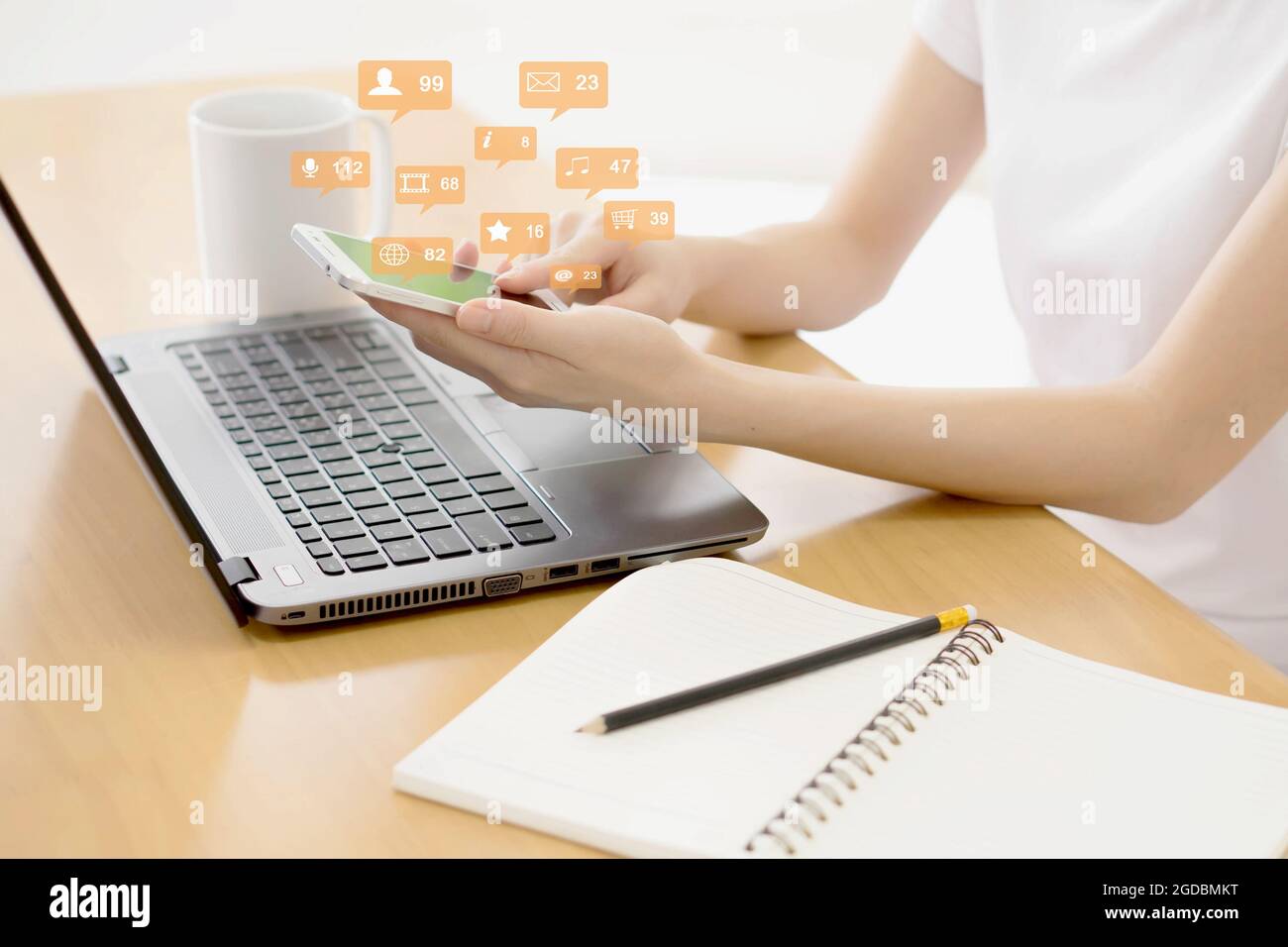 Woman hands using social network with mobile, Social media and ...