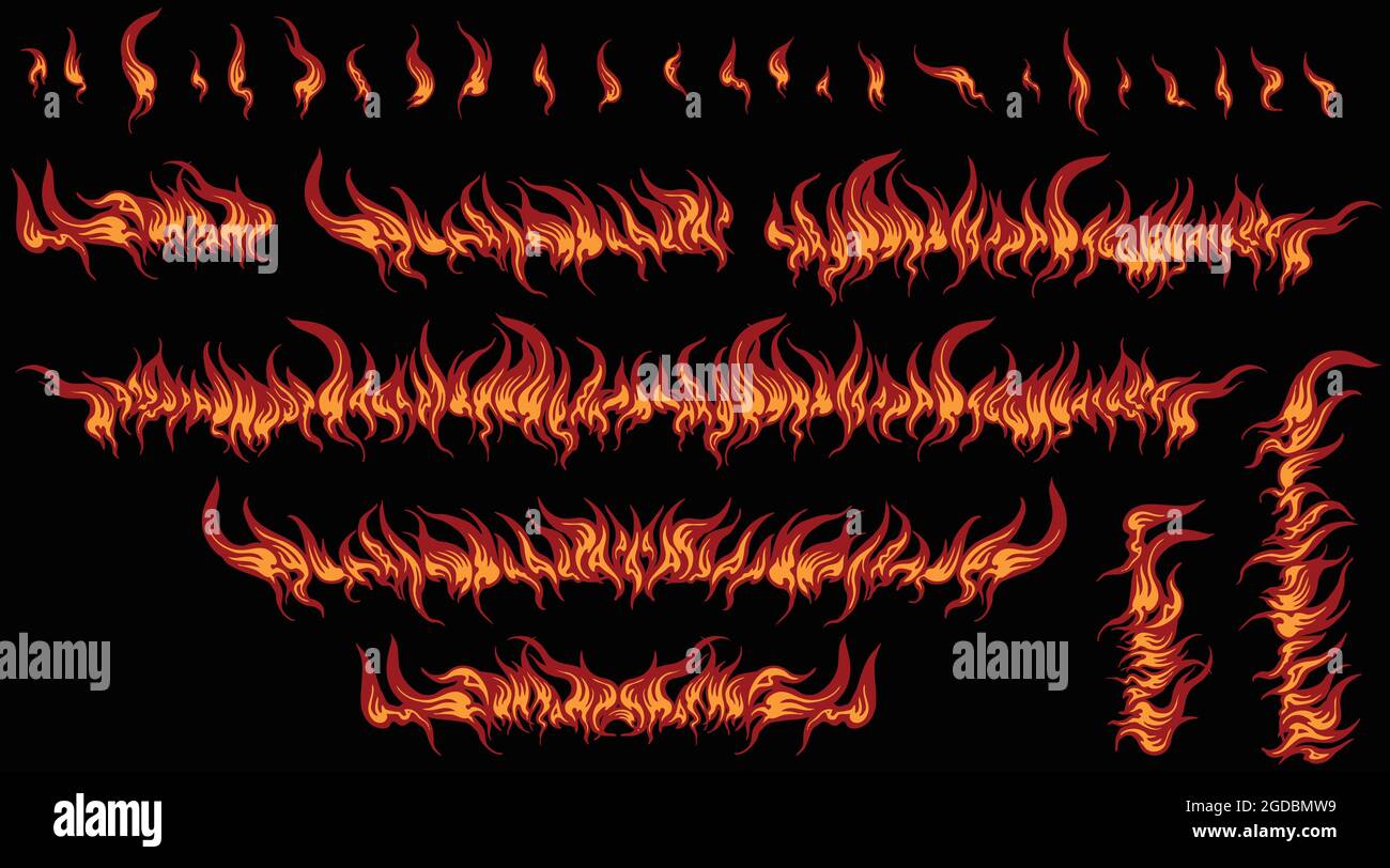 Fiery details. Design set. Editable hand drawn illustration. Vector ...