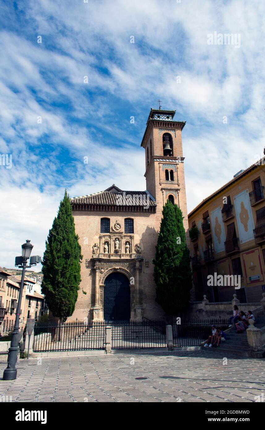 Spain, the ancient City of Granada, in Andalusia. The Church of Saint ...