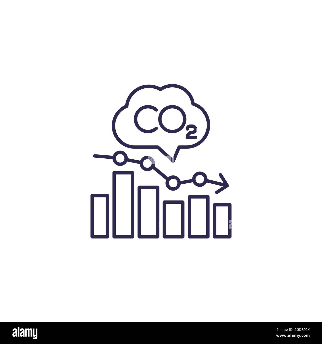 co2, carbon emissions levels chart line icon Stock Vector Image & Art ...