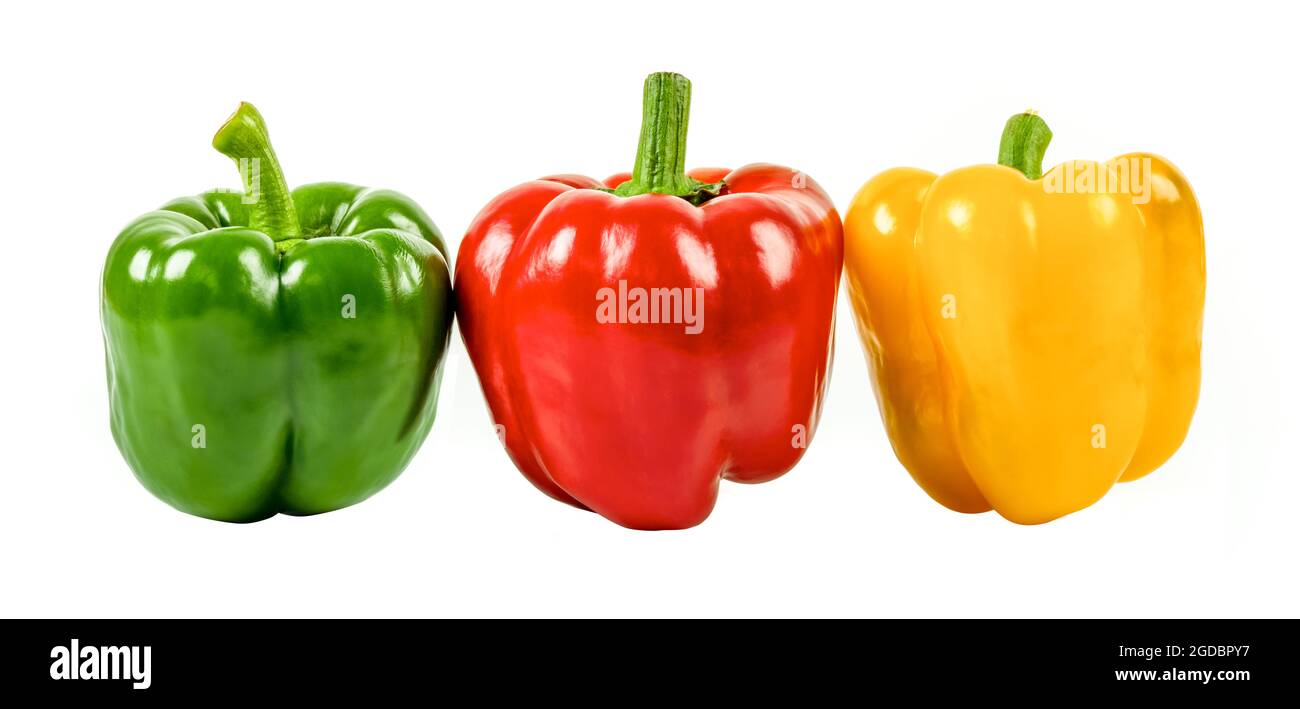 Isolated raw bell pepper sweet paprika with stem hi-res stock ...