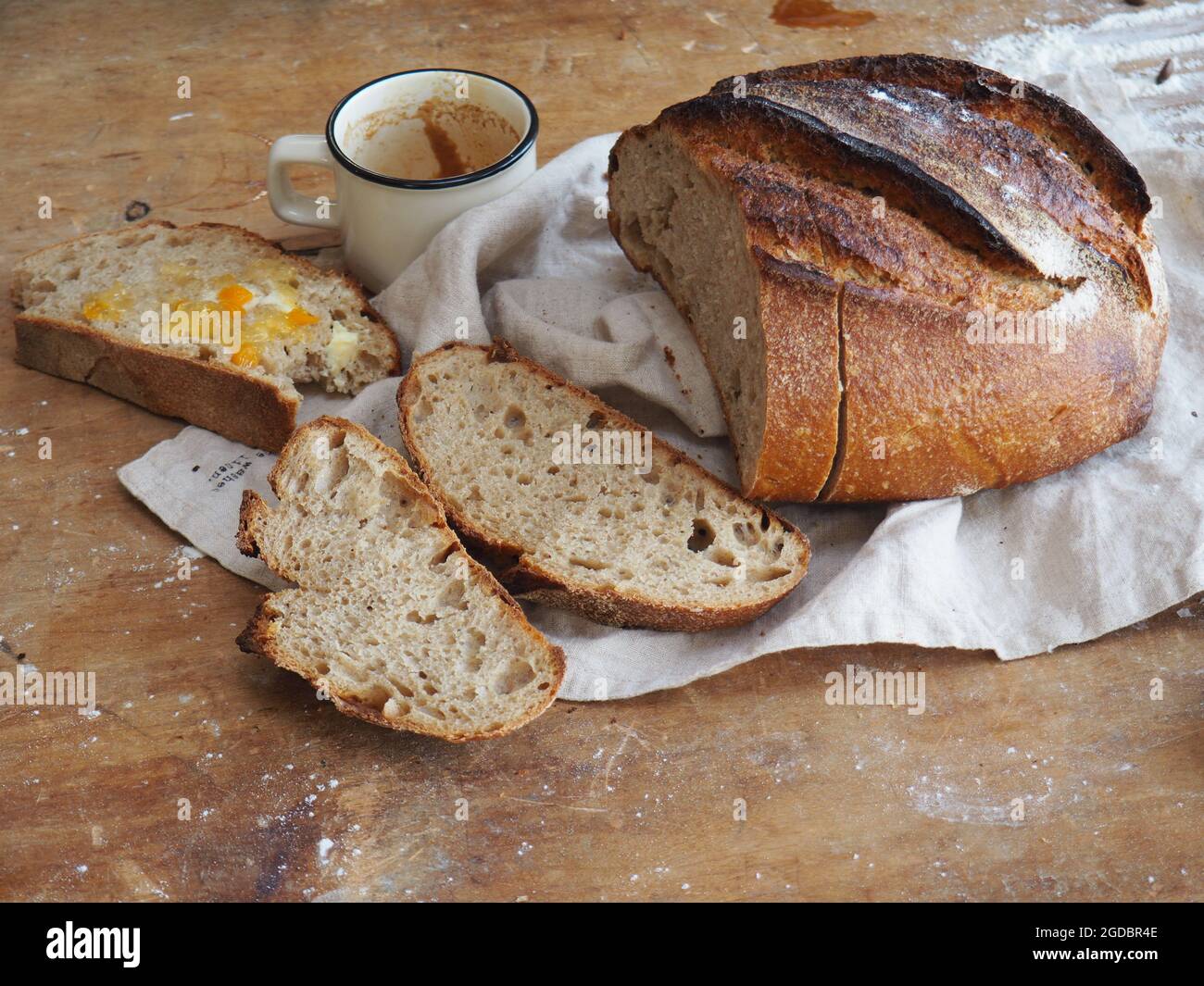 Homemade bread and Baker making bread Stock Photo - Alamy