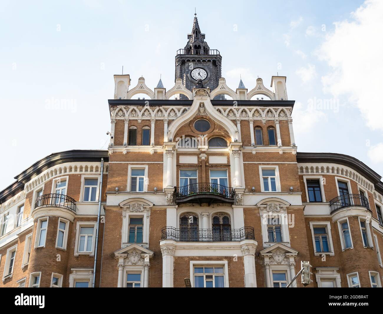 Moscow, Russia - 11 July 2021: facade of former Rossiya Insurance ...