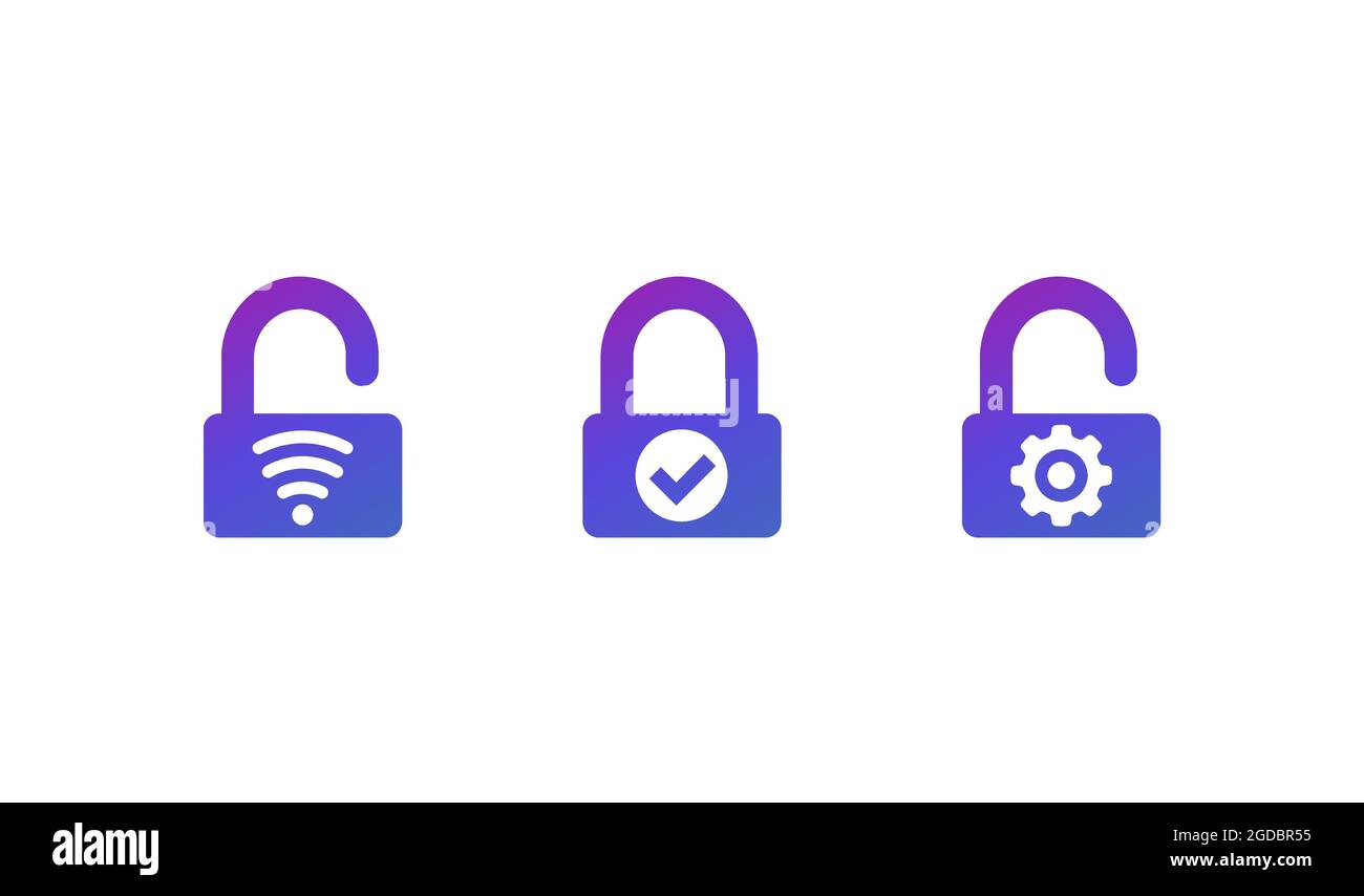 Open lock on digital Stock Vector Images - Alamy