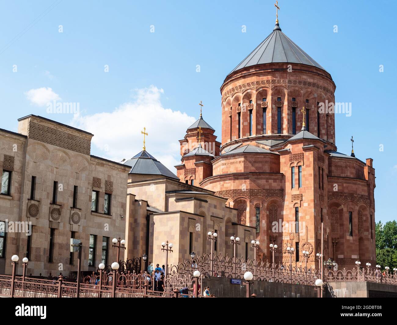 Moscow, Russia - 11 July 2021: people near The Armenian temple complex ...