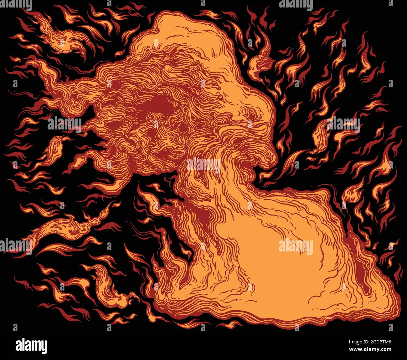 Flames. Editable hand drawn illustration. Vector engraving. Isolated on ...
