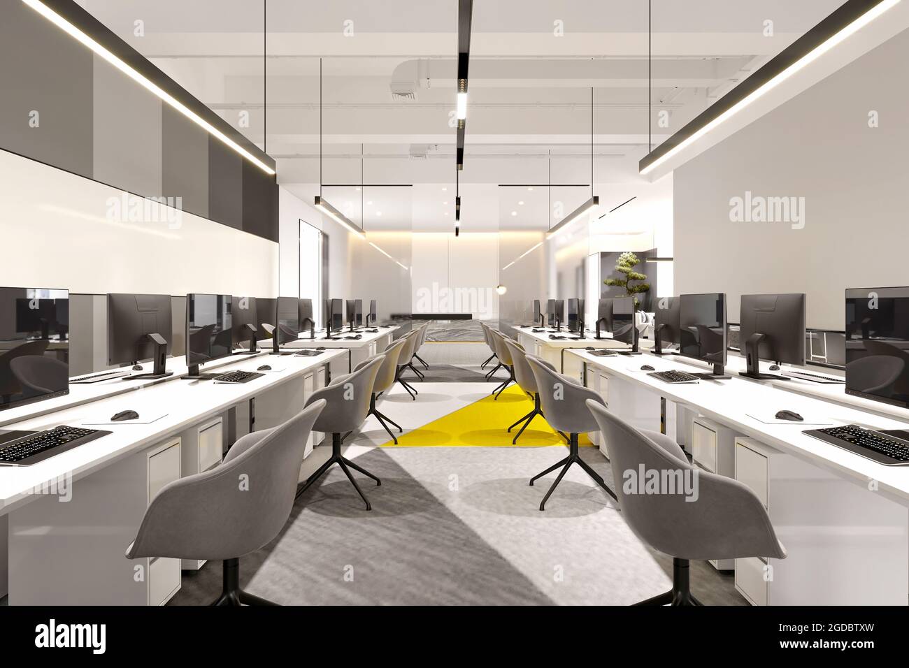 3d render of working office Stock Photo - Alamy