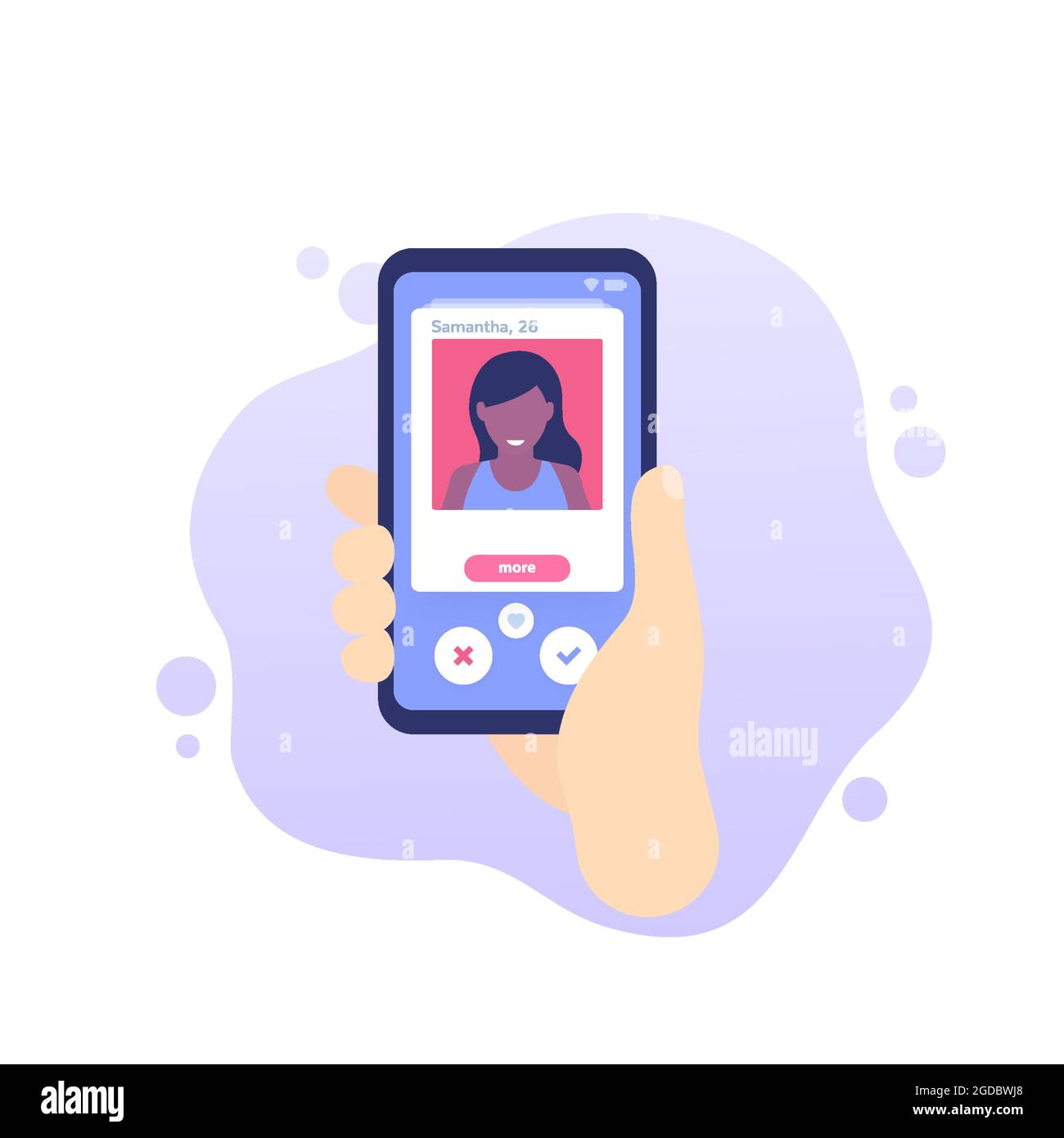 Woman dating app smart phone Cut Out Stock Images & Pictures - Alamy