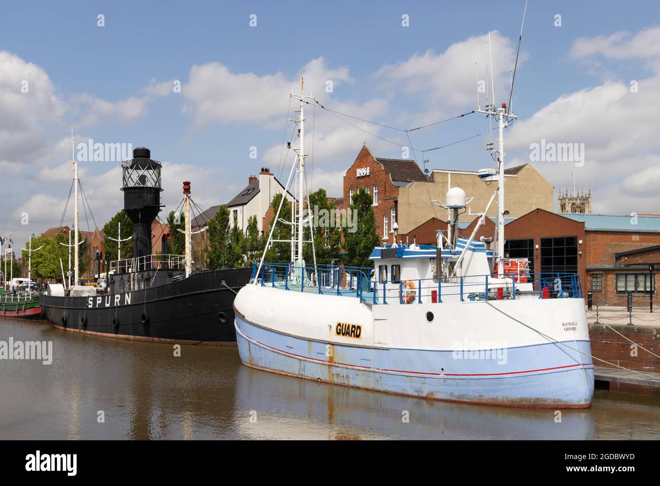 Boats moored in Hull Marina alongside Hull Waterfront on a sunny day in ...