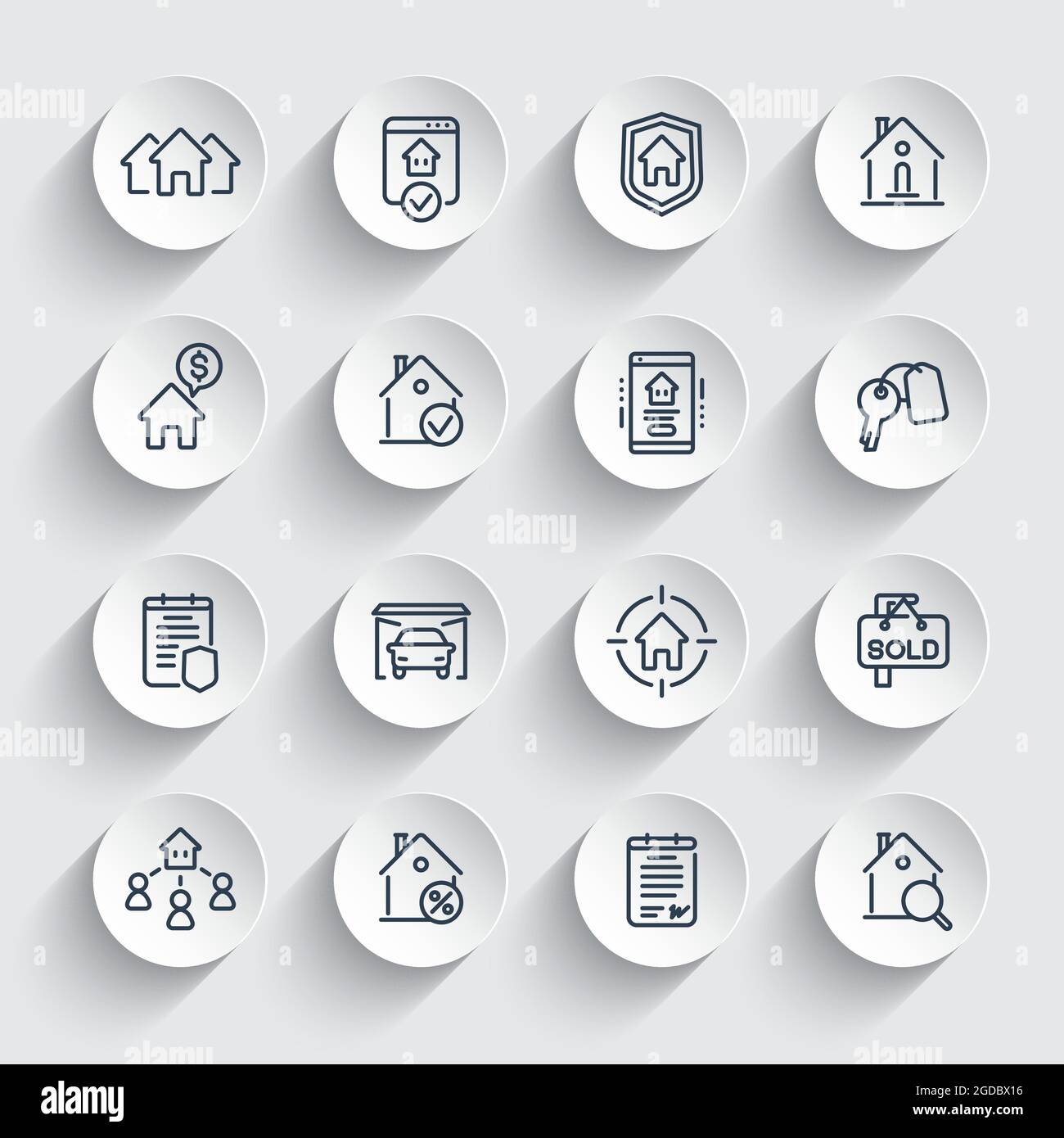 Real estate line icons set, tenants, houses Stock Vector Image & Art ...
