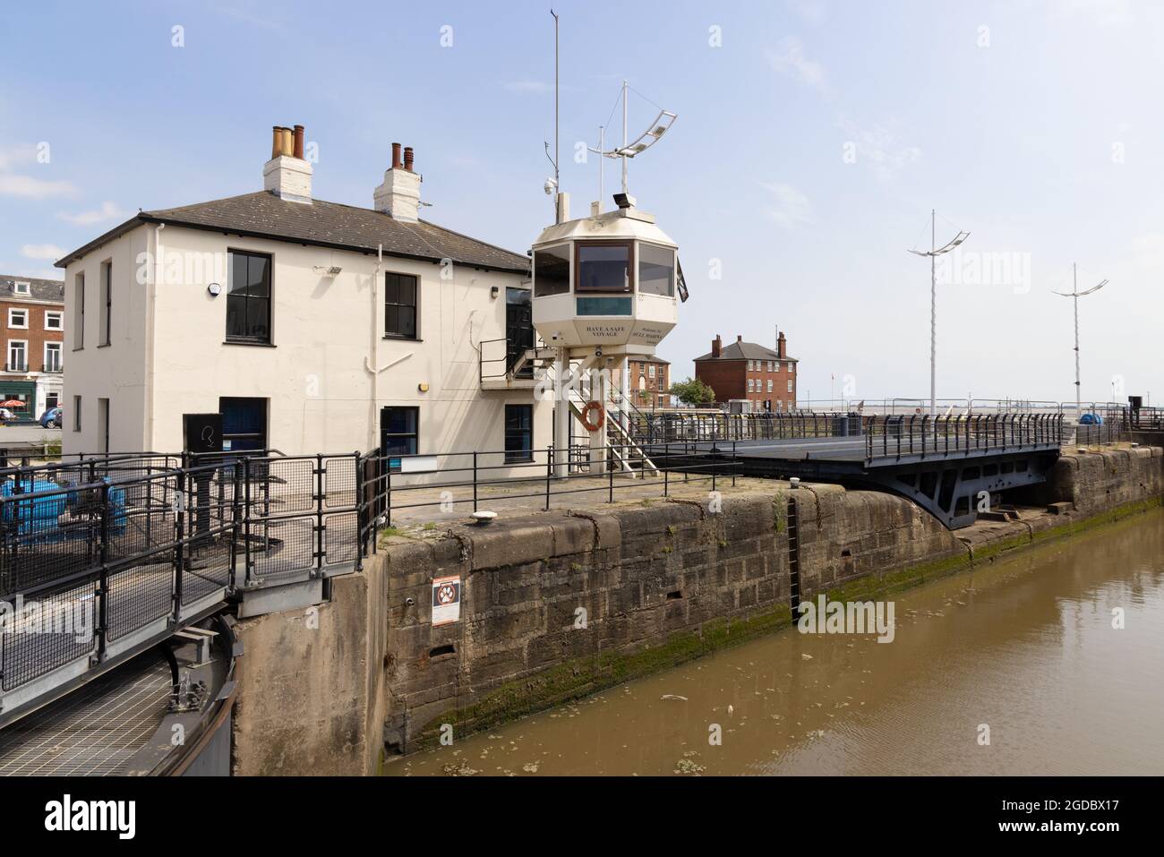Hull Waterfront ; the entrance to Hull Marina with lockhouse and lock ...