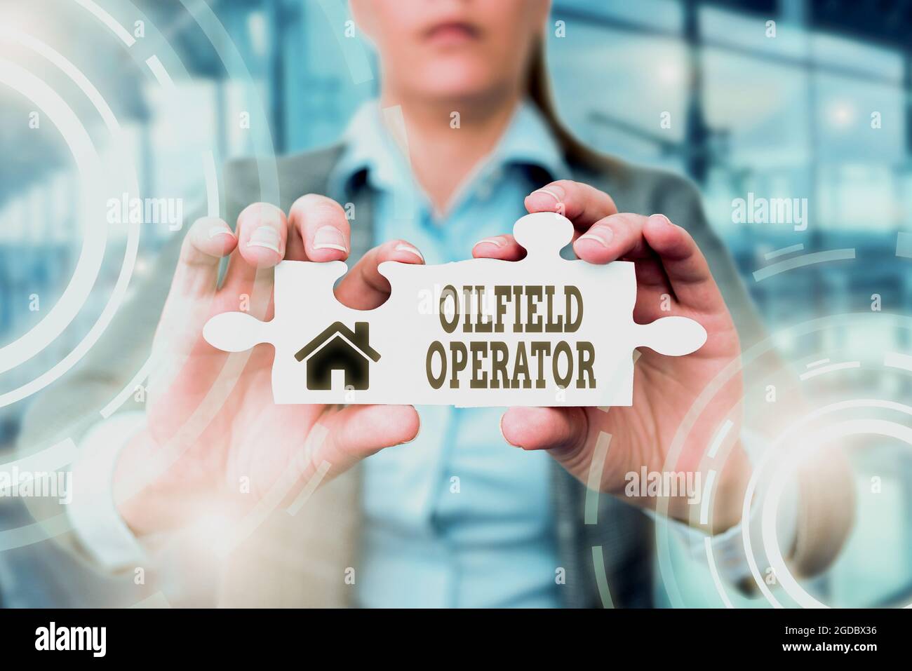 Text sign showing Oilfield Operator. Word Written on responsible for ...