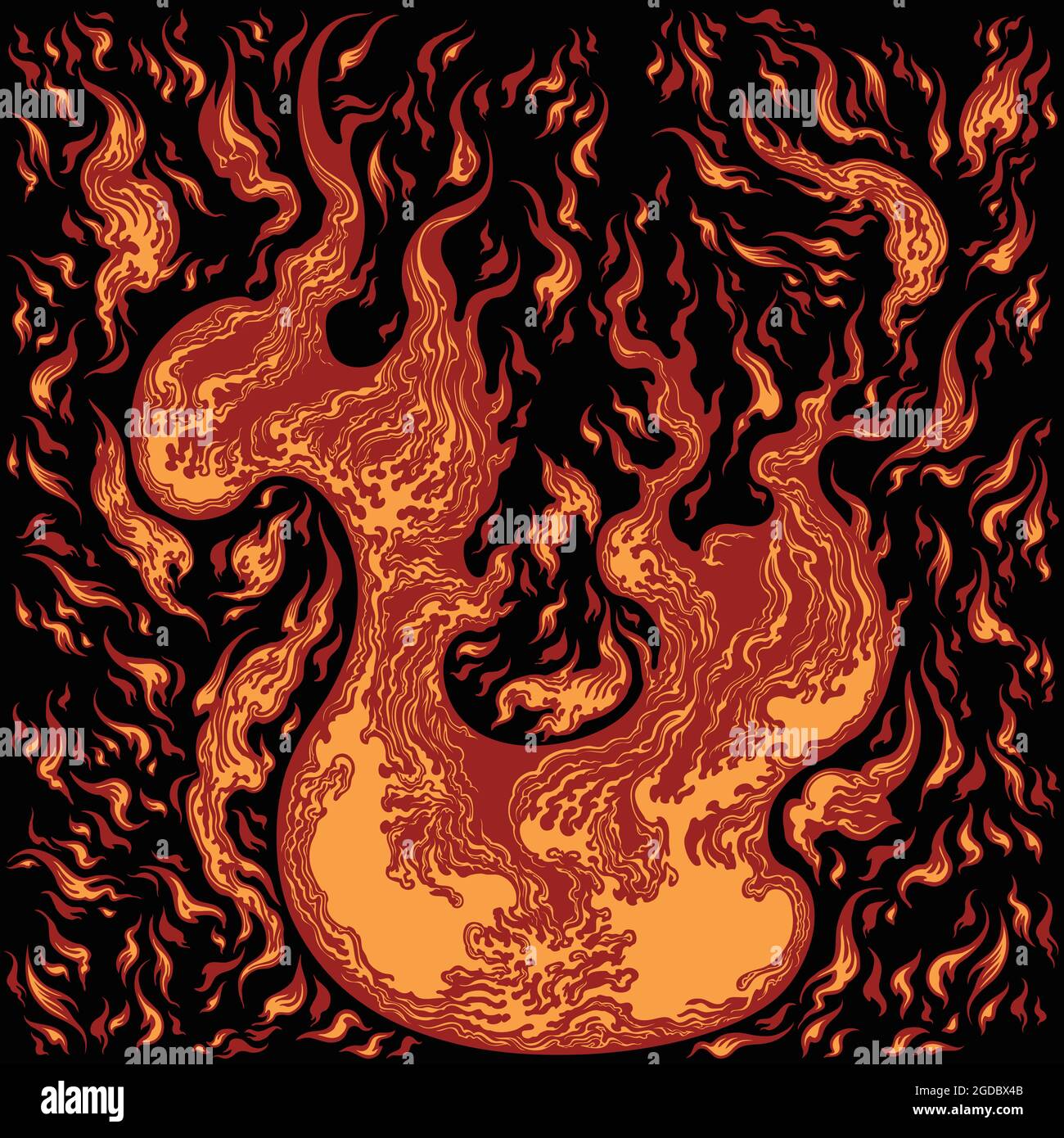 Flames. Editable hand drawn illustration. Vector engraving. Isolated on ...