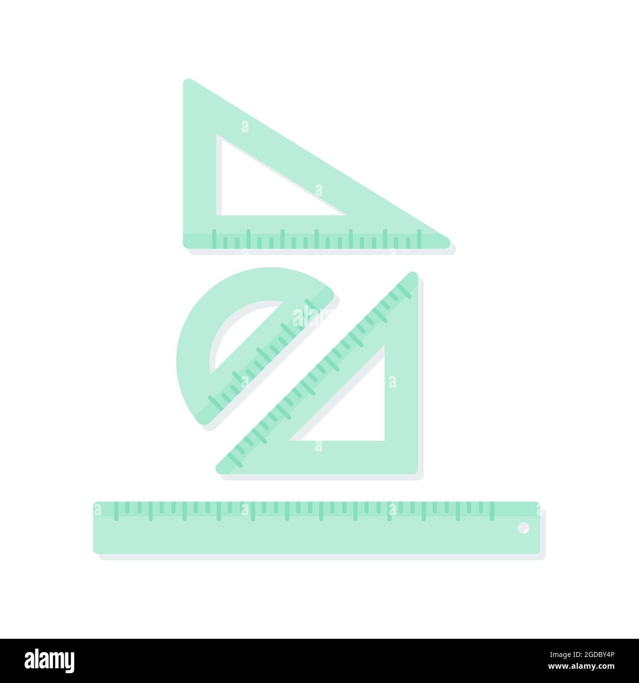 Measurement tool set: ruler, set squares and protractor. Back to school ...