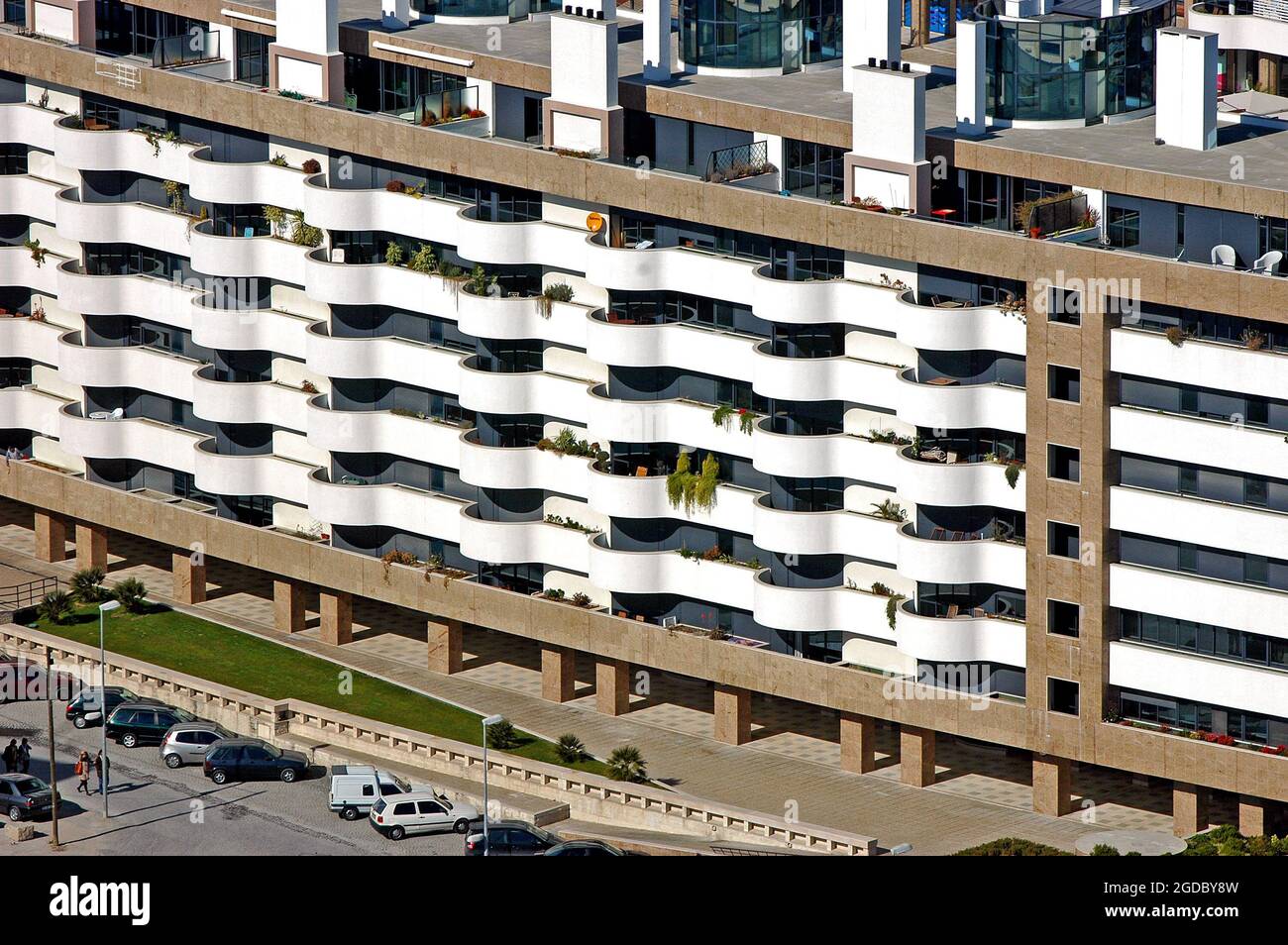 LISB, PORTUGAL - Feb 18, 2005: A modern housing building with white ...