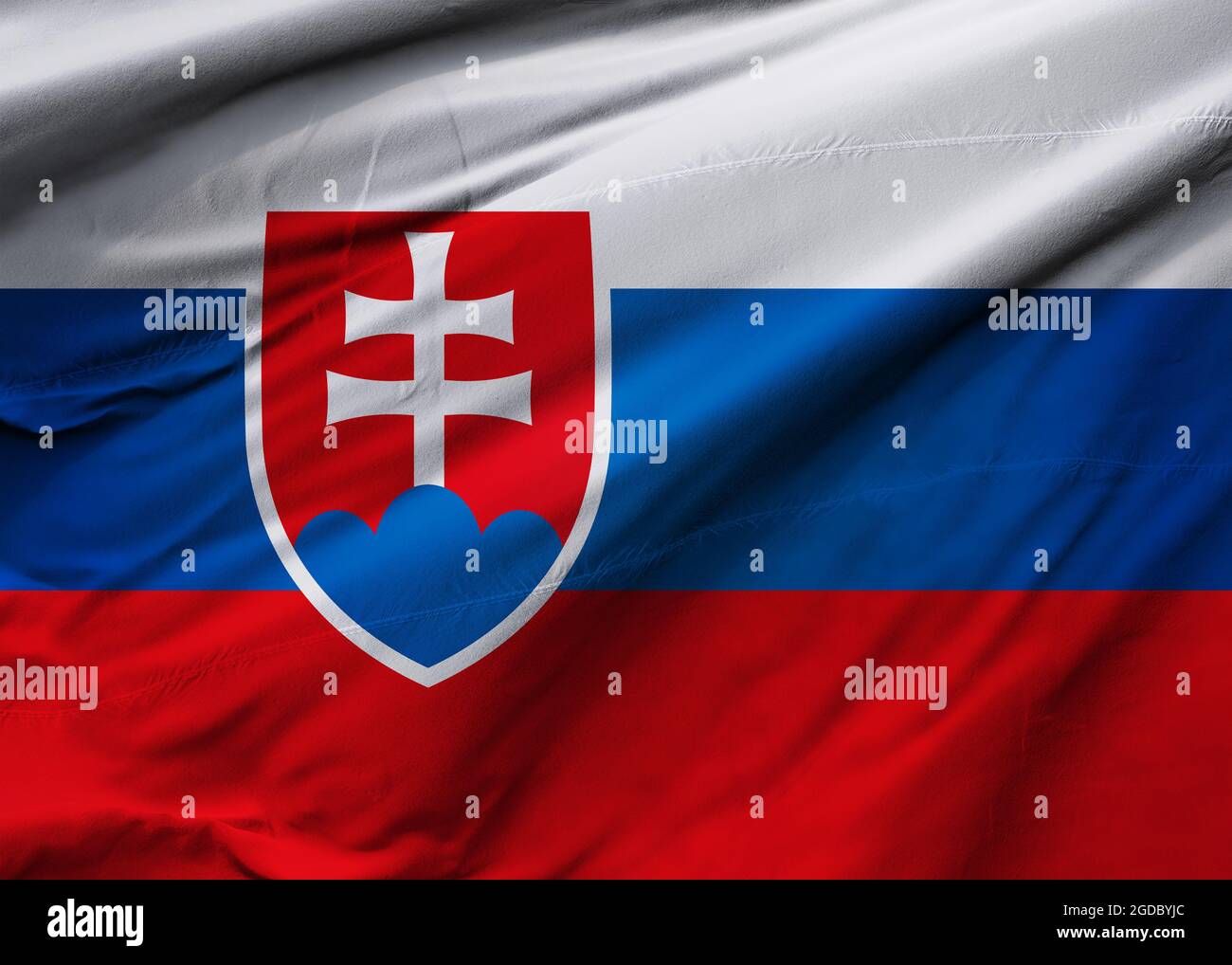Slovak Republic flag blowing in the wind. Background texture ...
