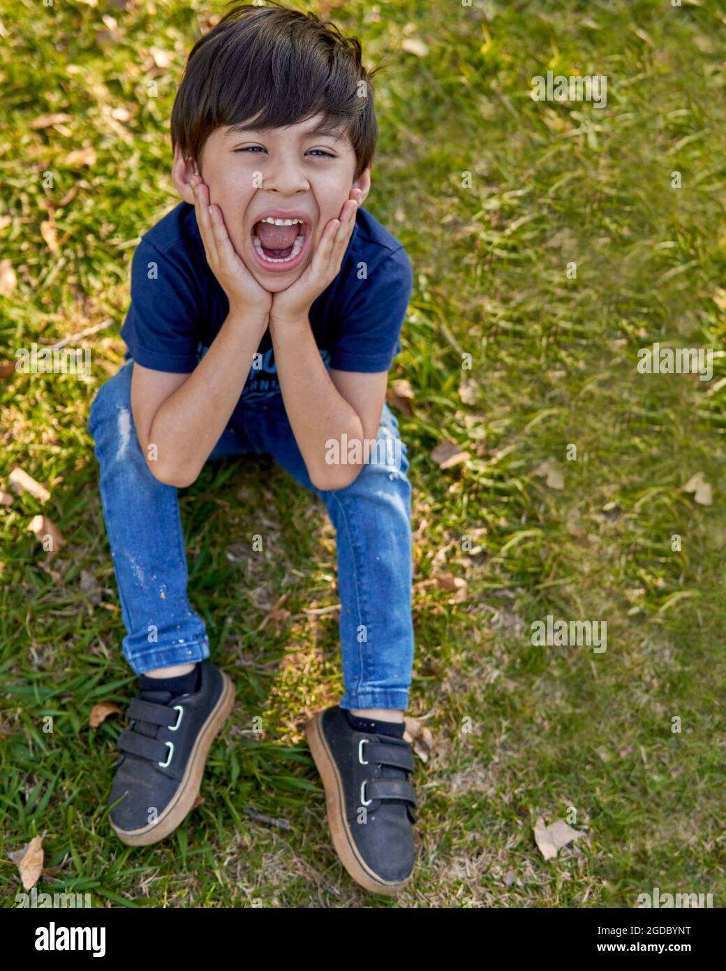 Boy shout hand hi-res stock photography and images - Alamy
