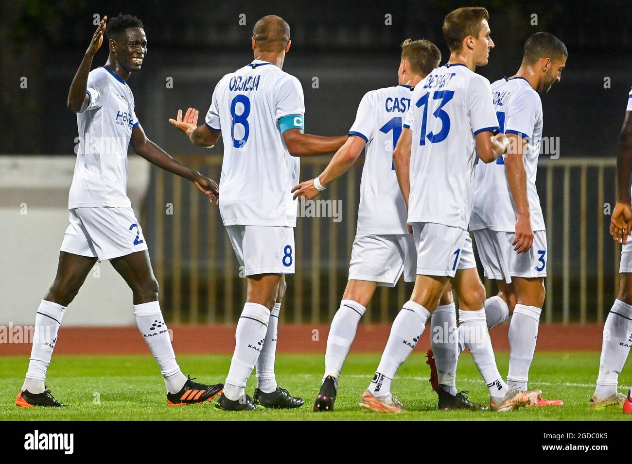 Gent's Joseph Okumu celebrates after scoring during a game between ...