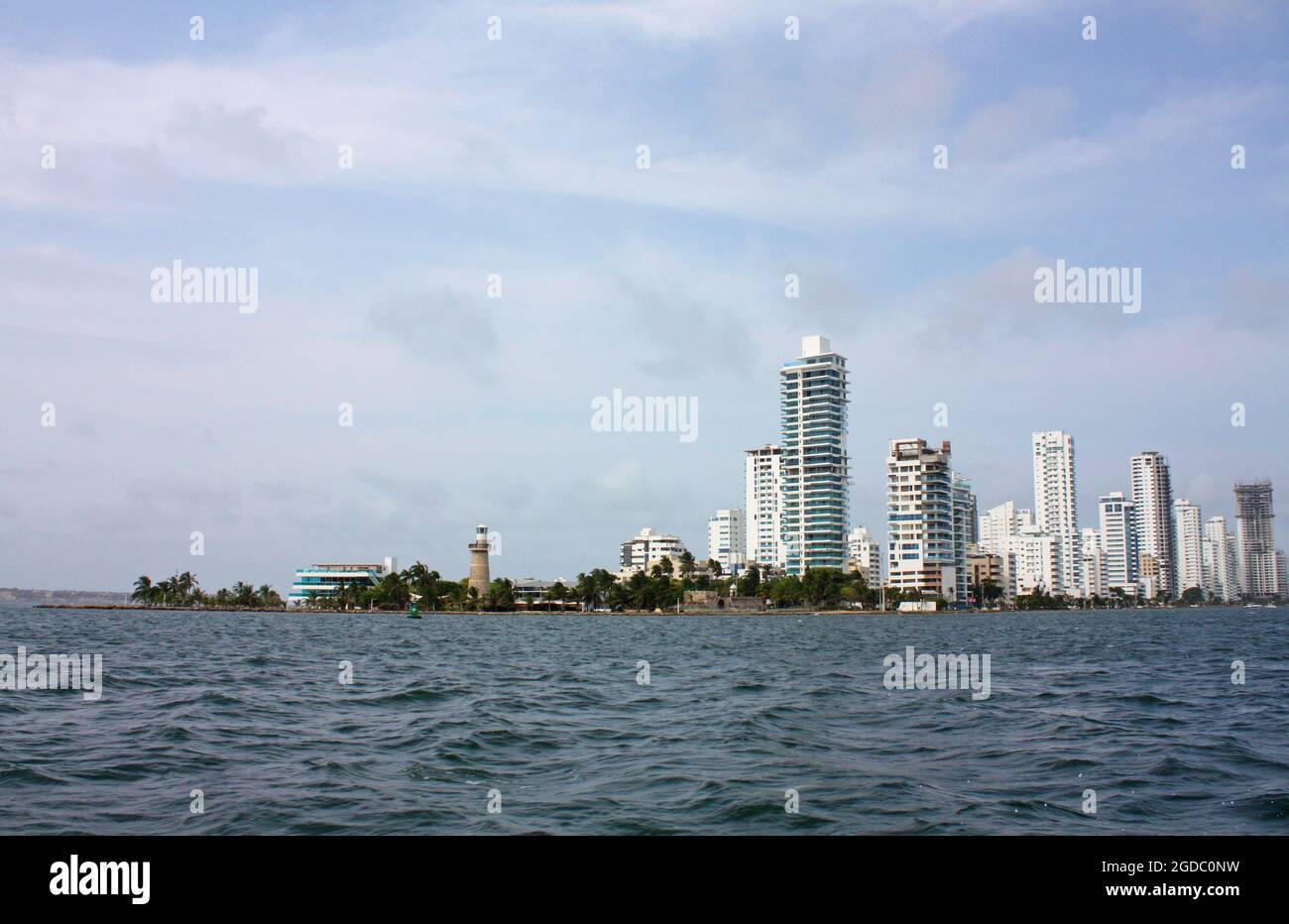 cityscape of the city of Cartagena de Indias from the sea, with its ...