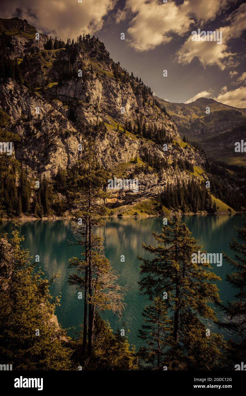 Landscape view of the Swiss Alpes near Kandersteg, shot in Kandersteg ...