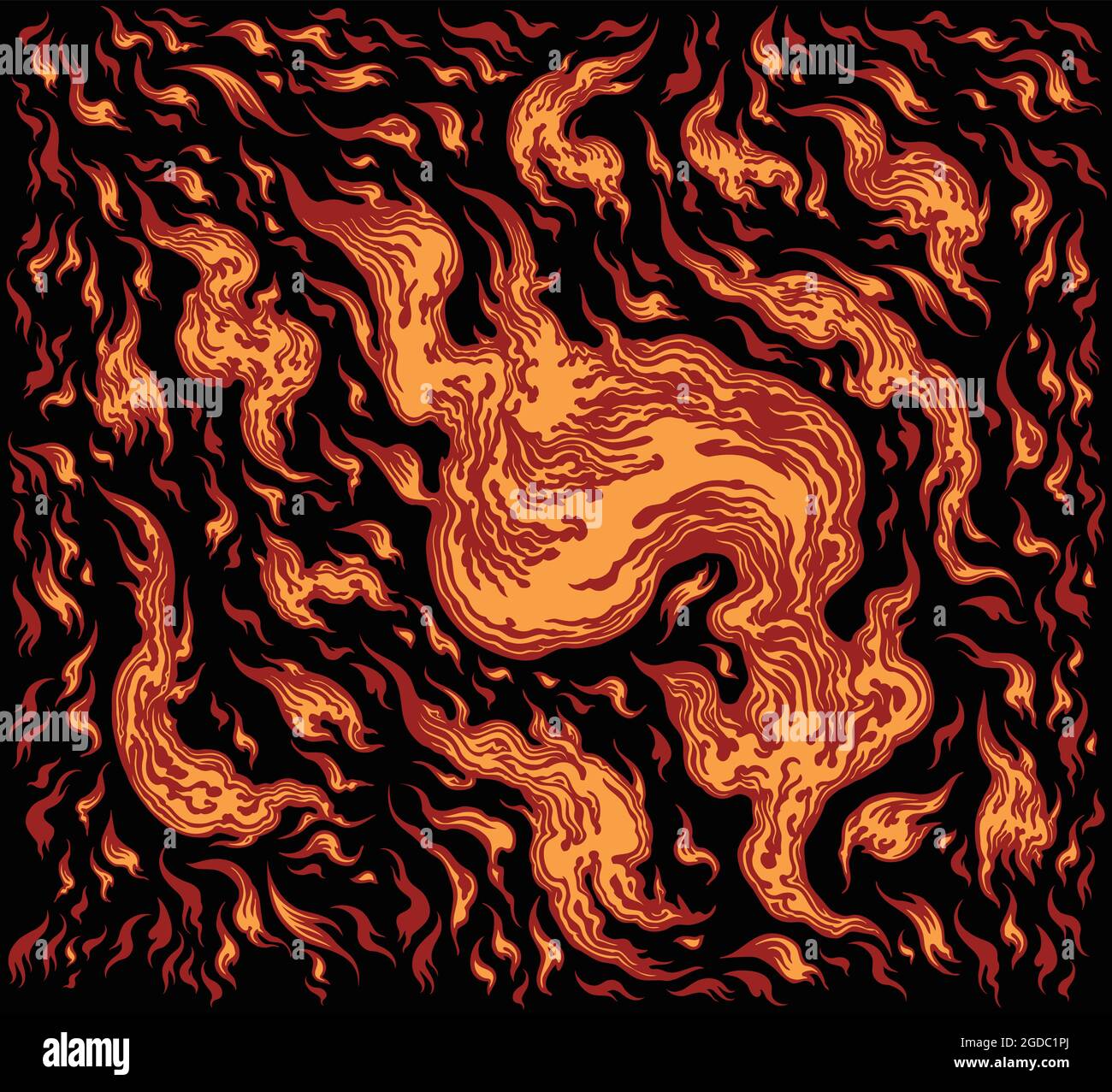 Flames. Editable hand drawn illustration. Vector engraving. Isolated on ...