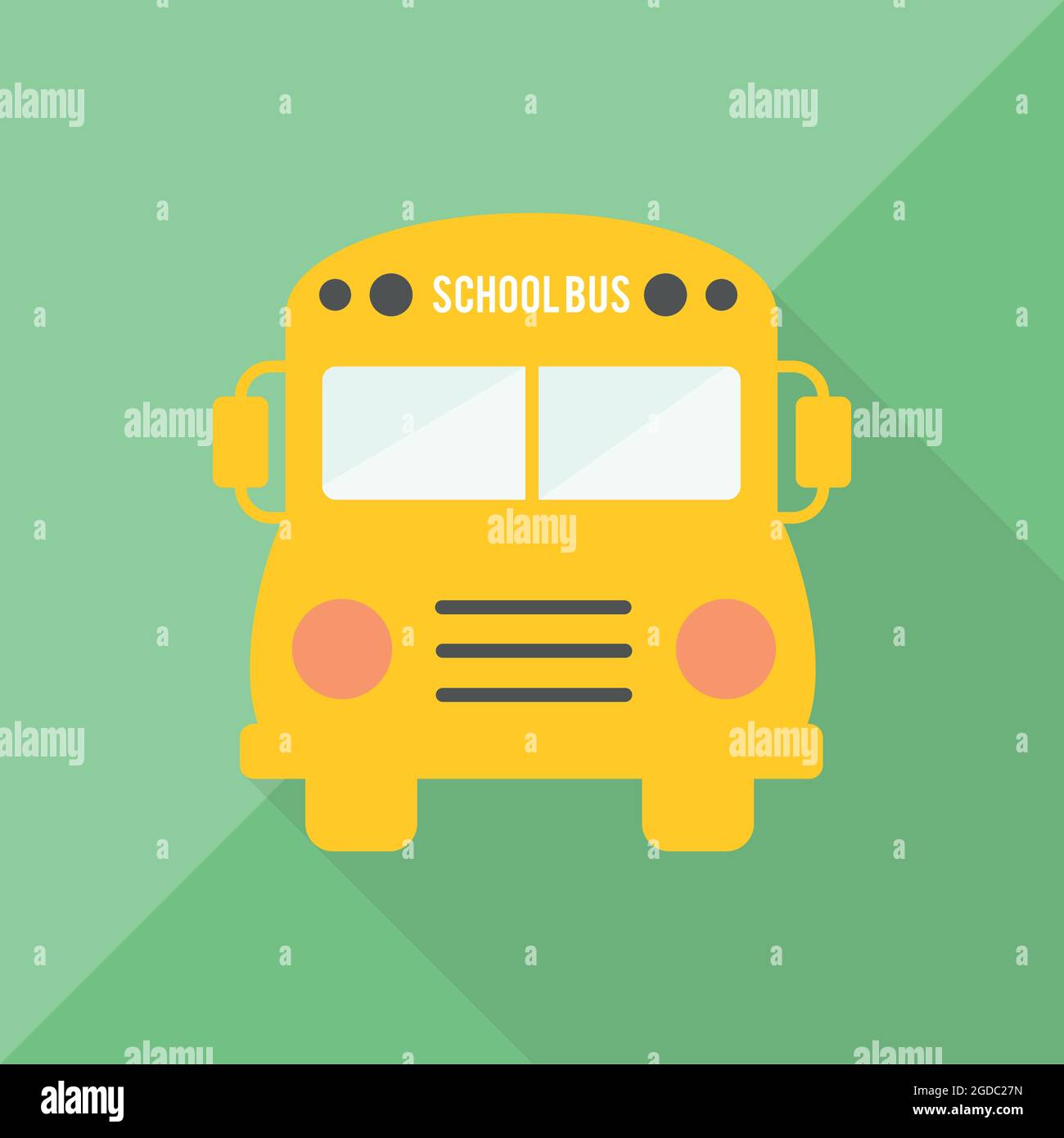 Back to school. Yellow bus icon. Vector illustration, flat design Stock ...