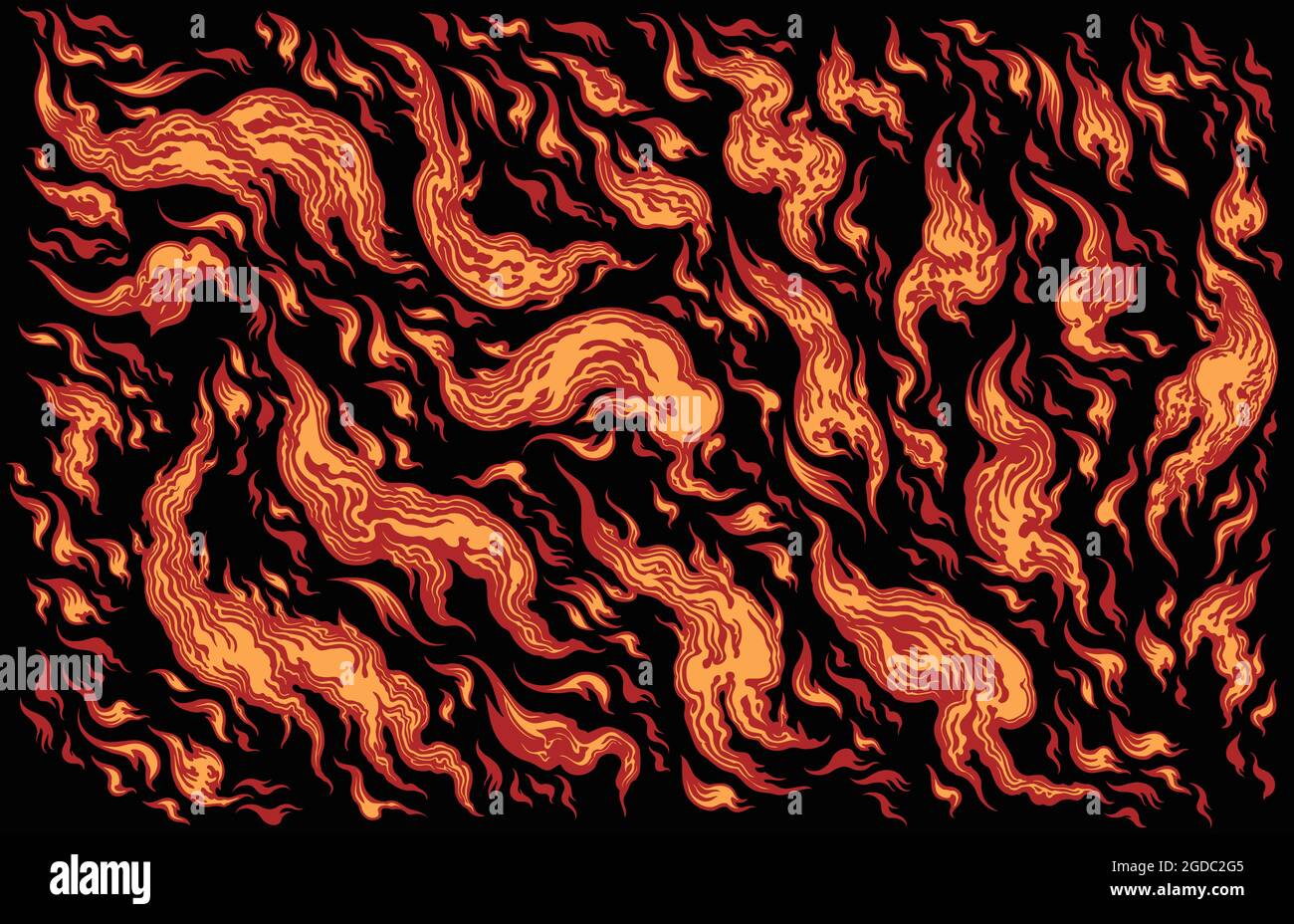 Flames. Editable hand drawn illustration. Vector engraving. Isolated on ...