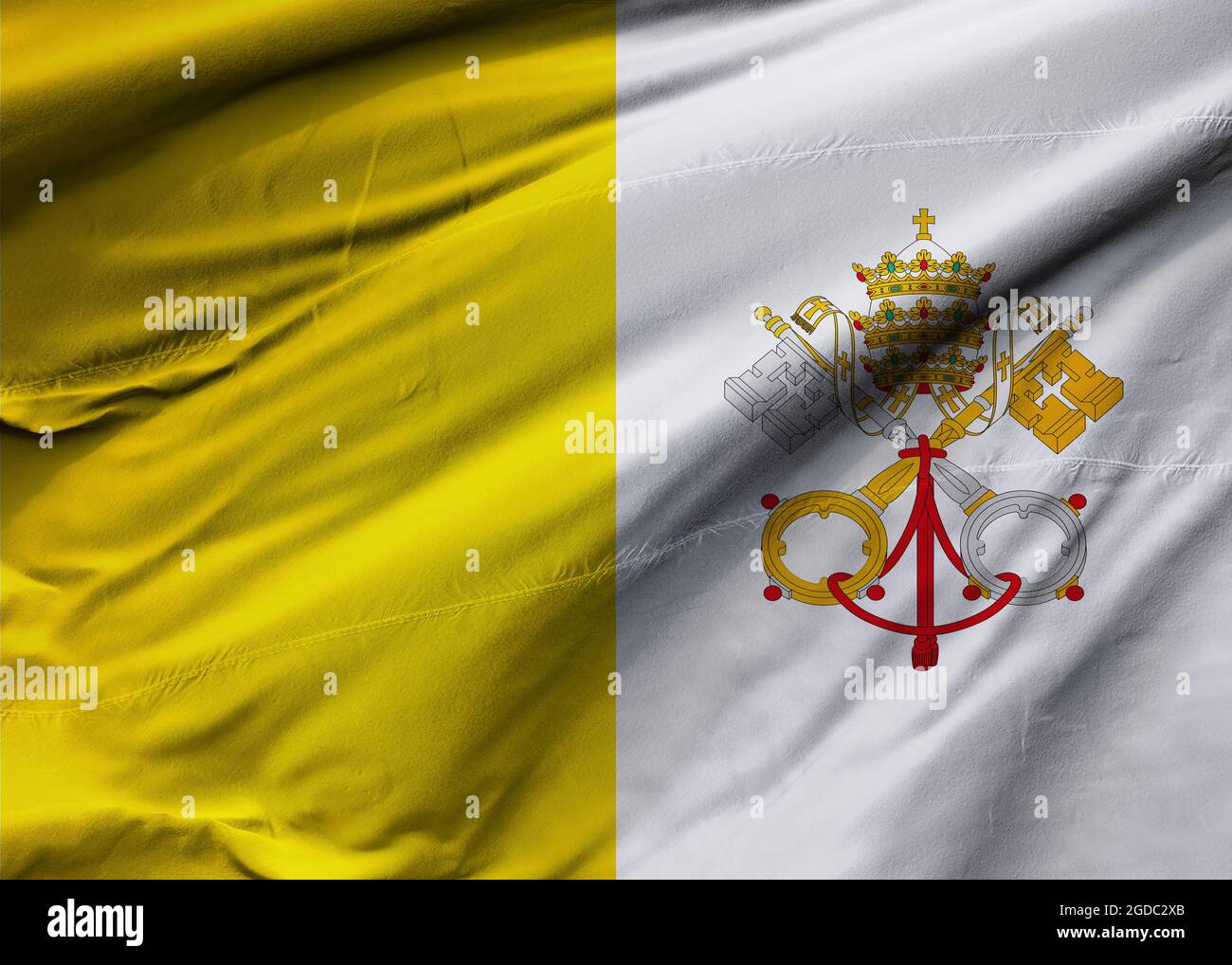Vatican City State flag blowing in the wind. Background texture. Vatican City. 3d Illustration ...