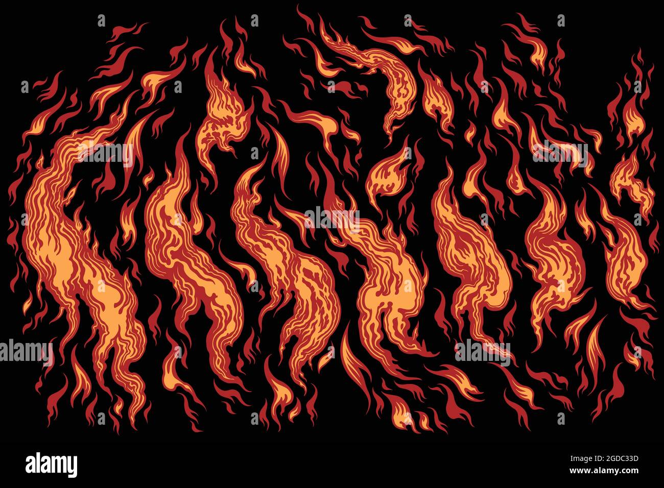 Flames. Editable hand drawn illustration. Vector engraving. Isolated on ...