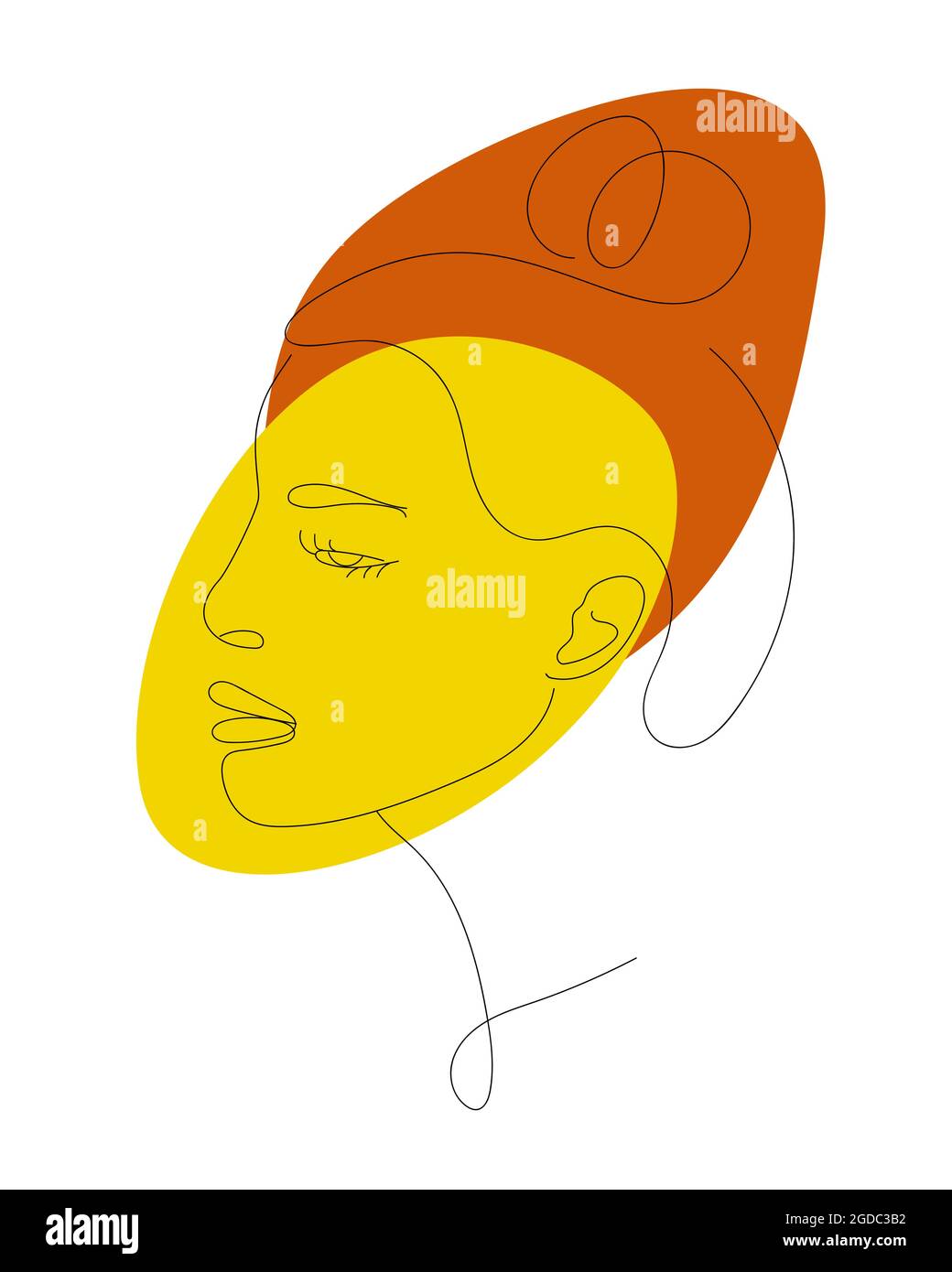 African woman with a wise face. Face line art. Vector illustration of ...