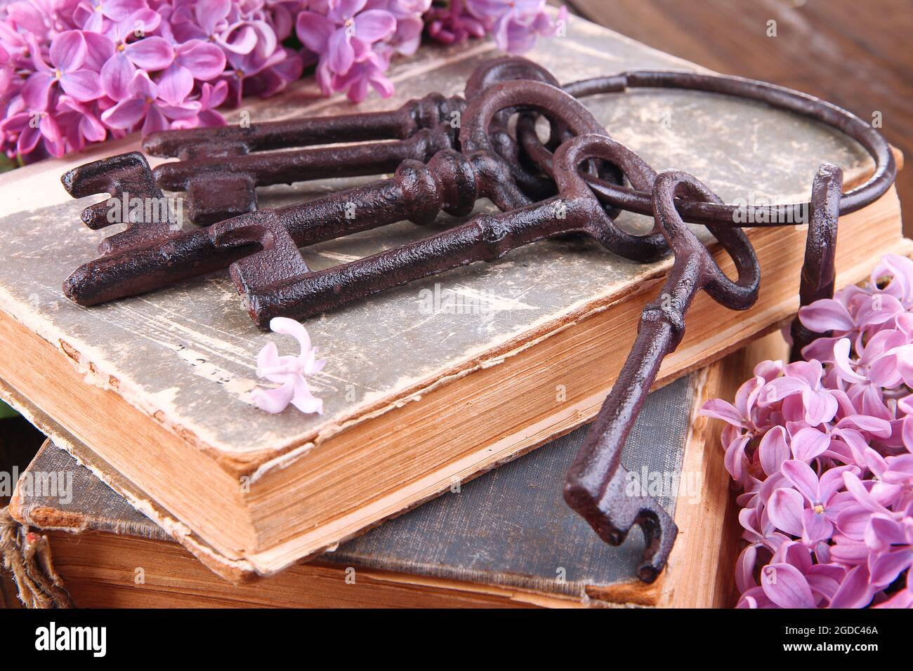 Old keys and old books close up Stock Photo - Alamy