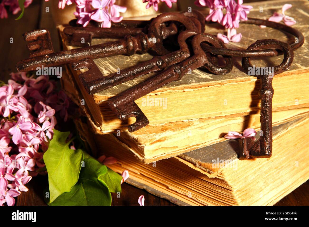 Old keys and old books close up Stock Photo - Alamy