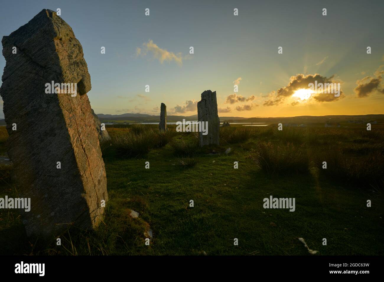 Sunsetting on Callanish II standing stones on a beautiful summers day ...