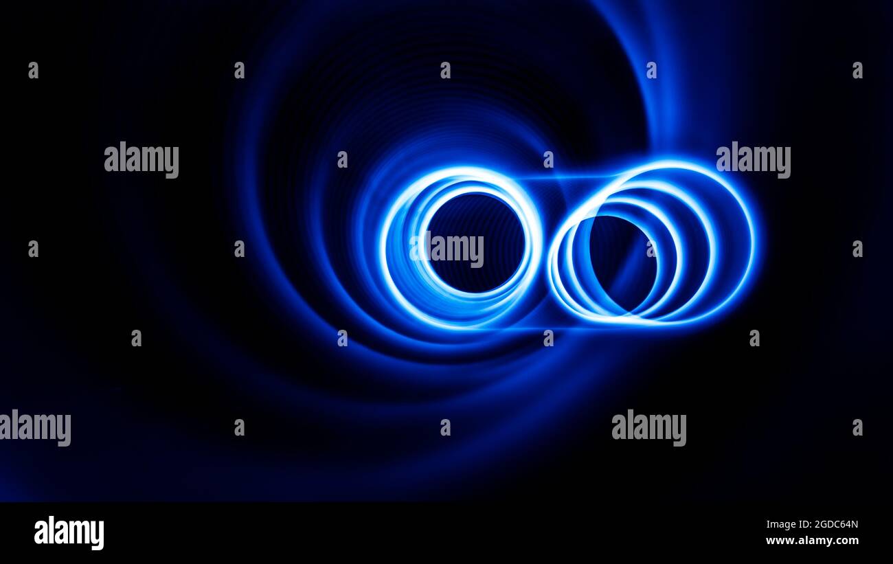 Sound waves in the visible blue color in the dark Stock Photo - Alamy