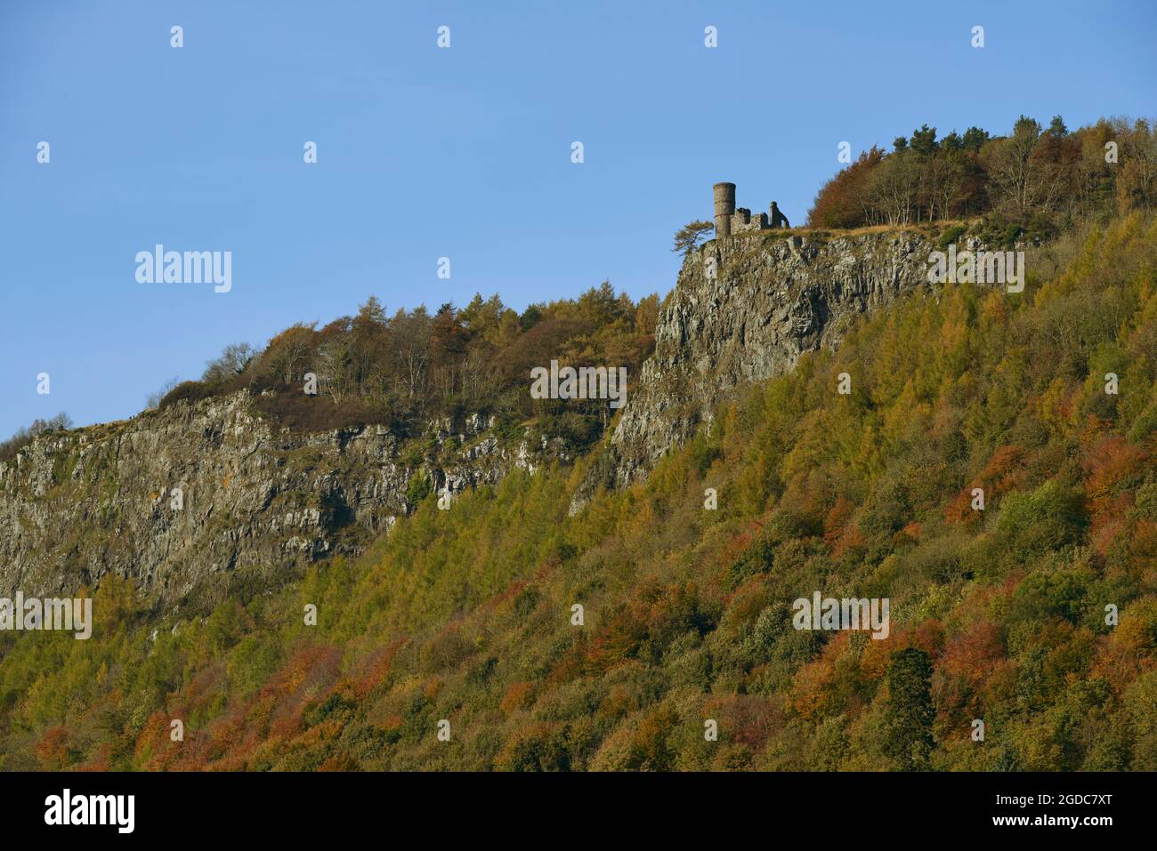 Kinnoull Hill Tower is a Victorian folly overlooking the river Tay ...