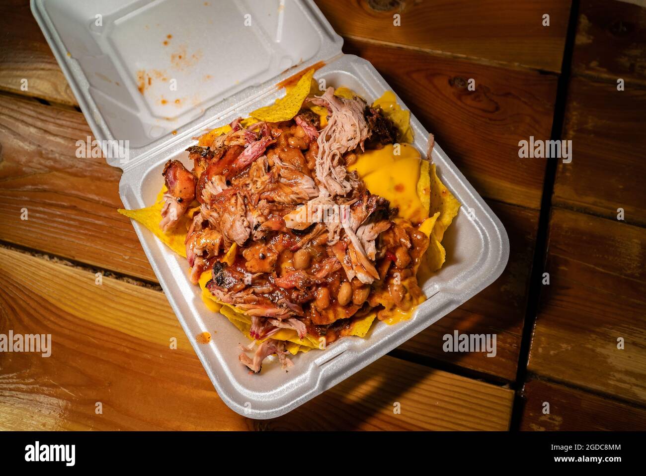 Cheesy BBQ Pulled Pork Nachos Stock Photo - Alamy