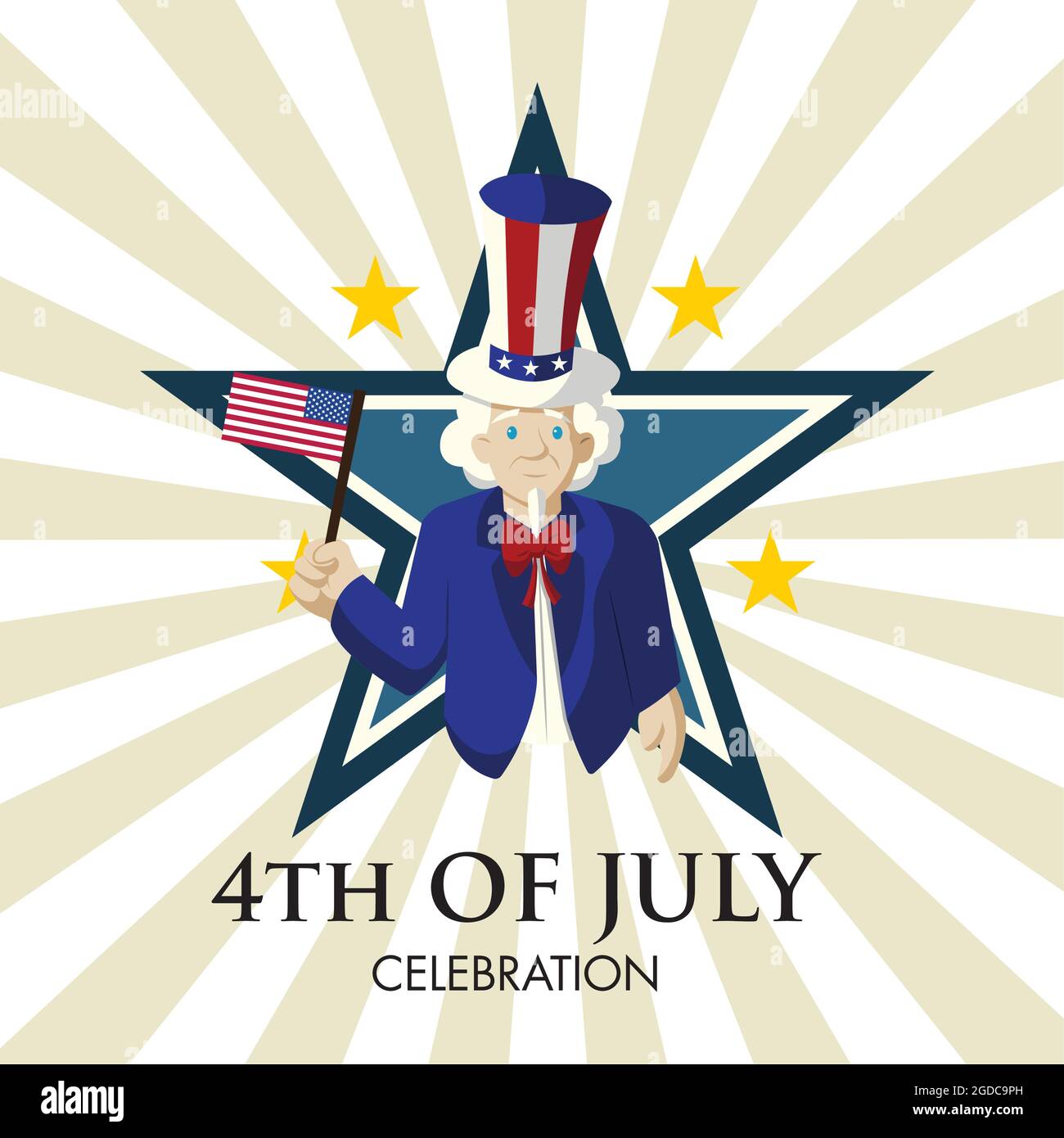 Happy independence day 4th of July poster with uncle ben cartoon Vector ...
