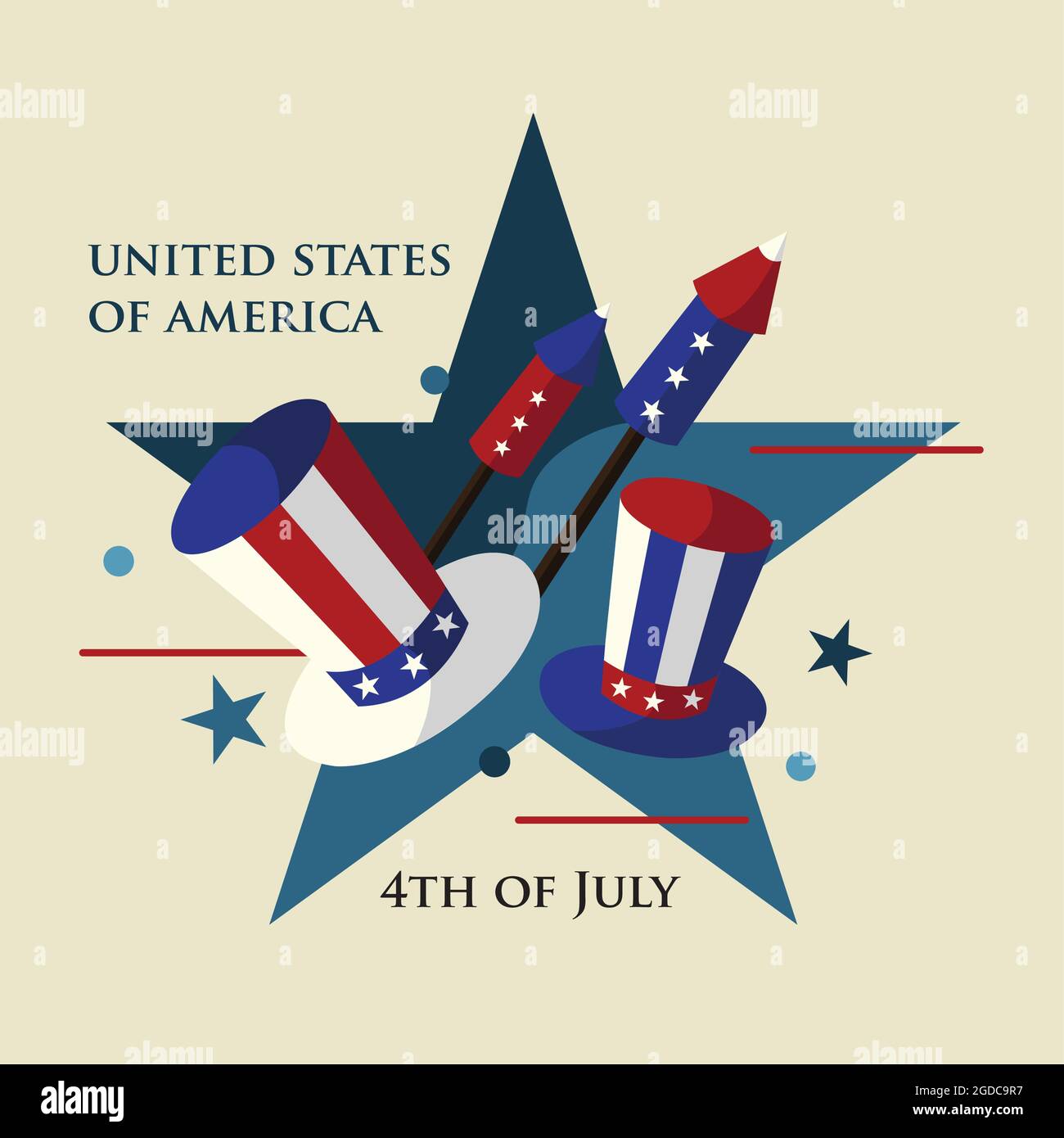 Happy independence day 4th of July poster with american hats and ...