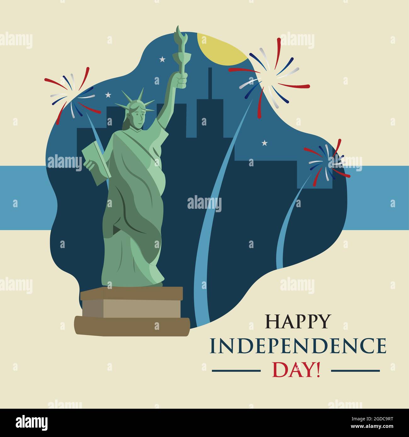 Happy independence day 4th of July poster with the statue of liberty ...