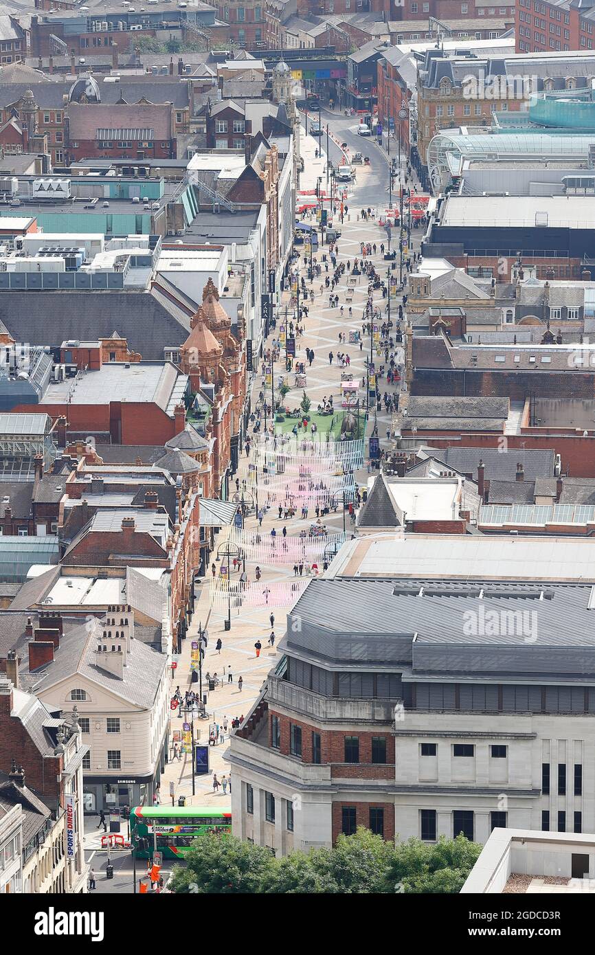 The view across Briggate in Leeds from the top of Altus House which ...