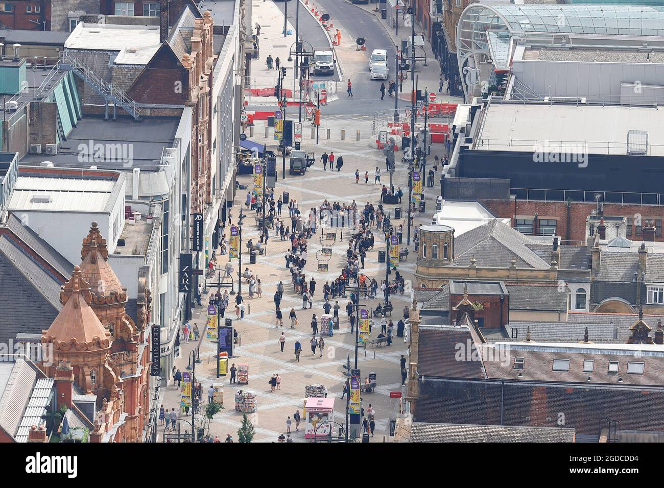 The view across Briggate in Leeds from the top of Altus House which ...